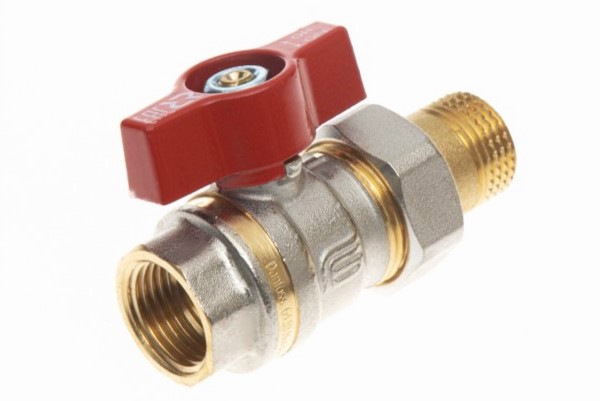 Ридан Латунный шаровой кран BVR-FR RIDAN с накидной гайкой и ниппелем ("американка") с рукояткой ...