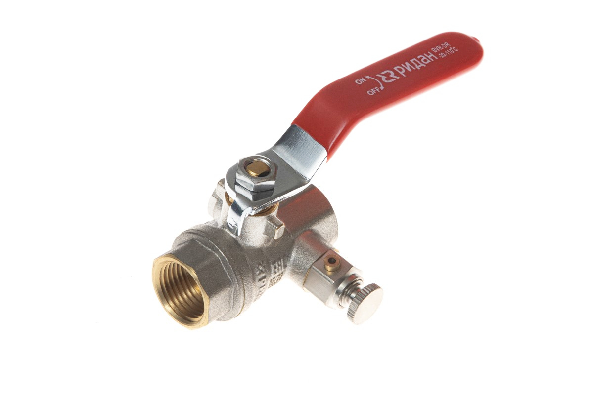 Технические характеристики BVR-DR Кран шаровой РИДАН PN40 DN32 с внутренней резьбой и спускным ...